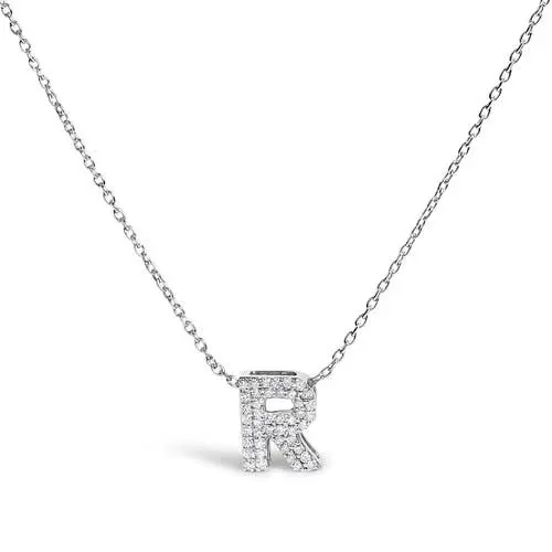 HAUS OF BRILLIANCE 10k Gold Diamond Accent Initial Pendant Necklace - White | R